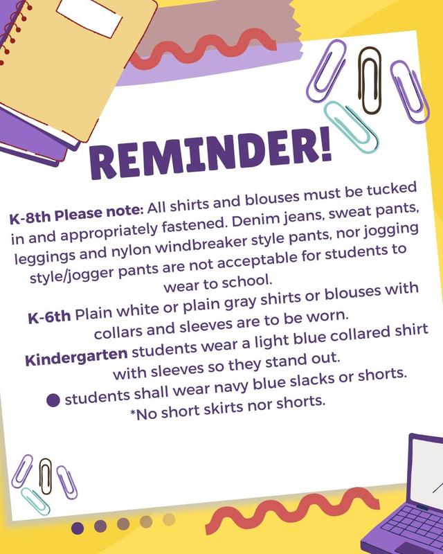 uniform reminder | Desert View Elementary School