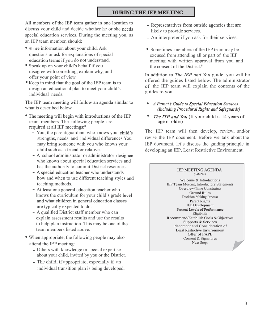 Special Education Brochure: IEP and You - Resources for Families ...