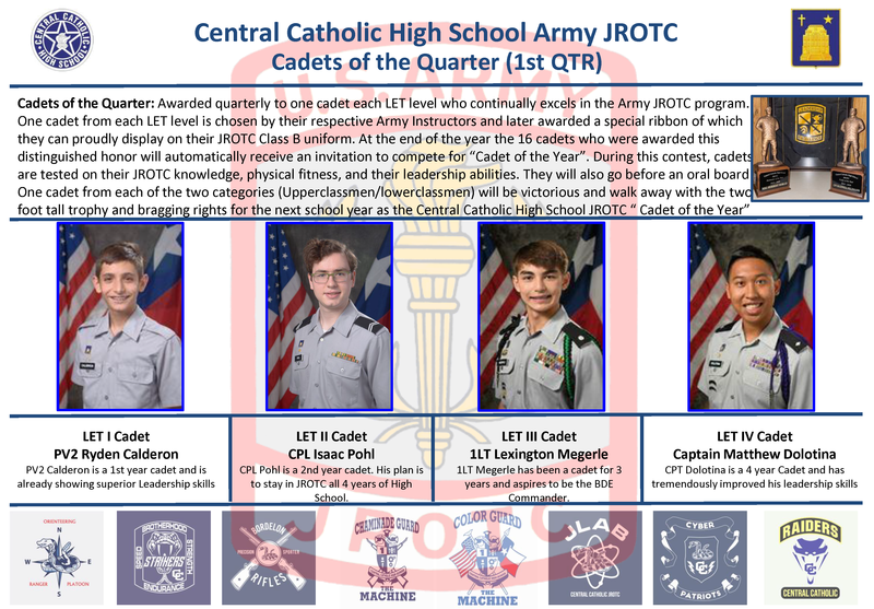 Cadets of the Quarter (1st QTR) | Central Catholic High School