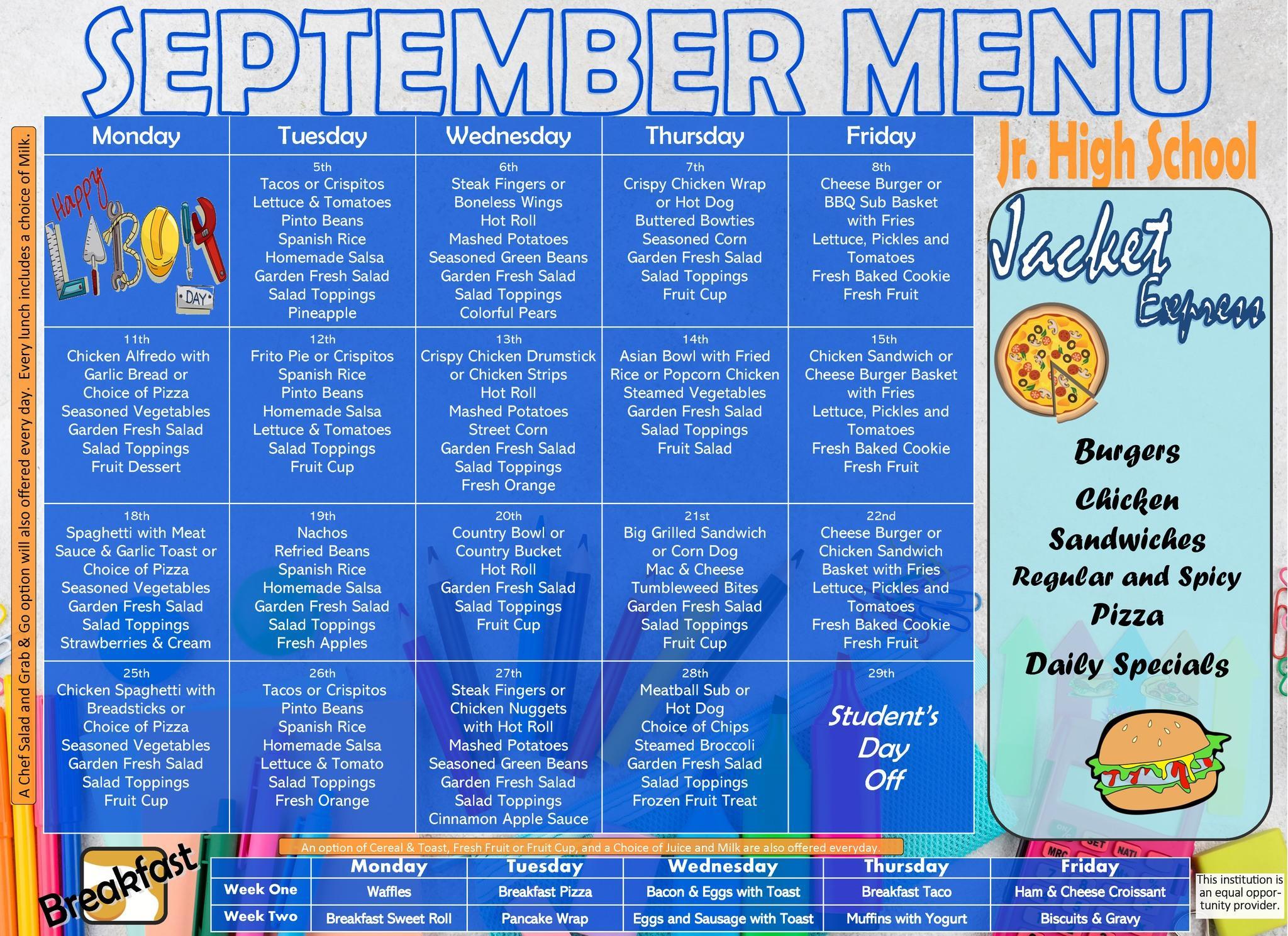 District Menus – Food & Nutrition – Llano Independent School District