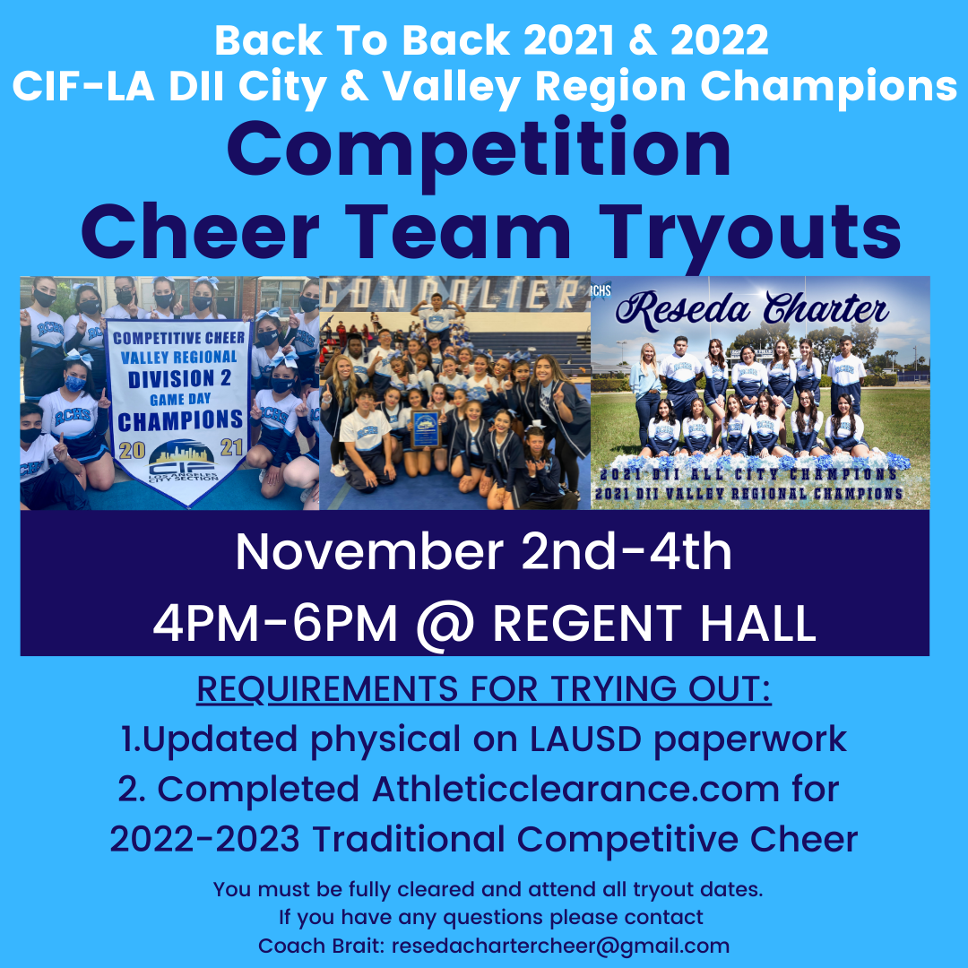 2022-2023 Competition Team Tryouts – Cheerleading – Reseda Charter High School