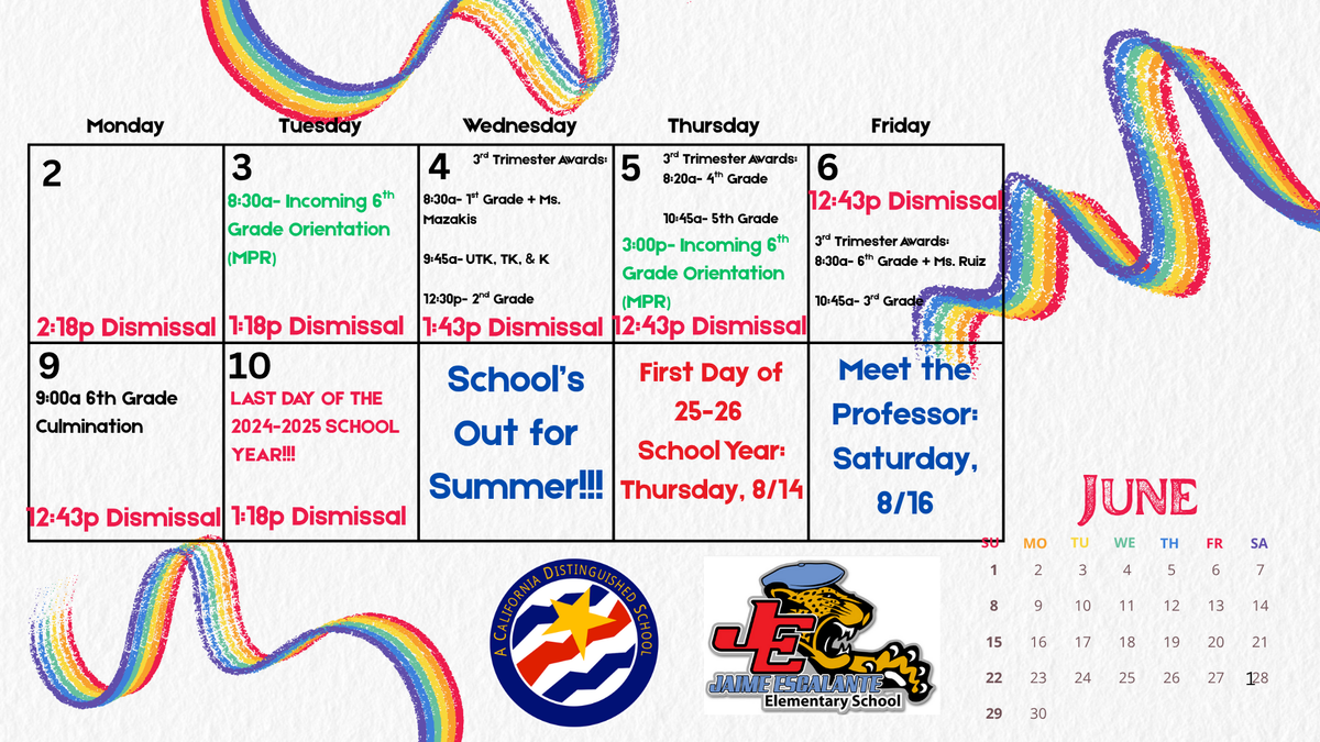 June School Events | Jaime Escalante Elementary School