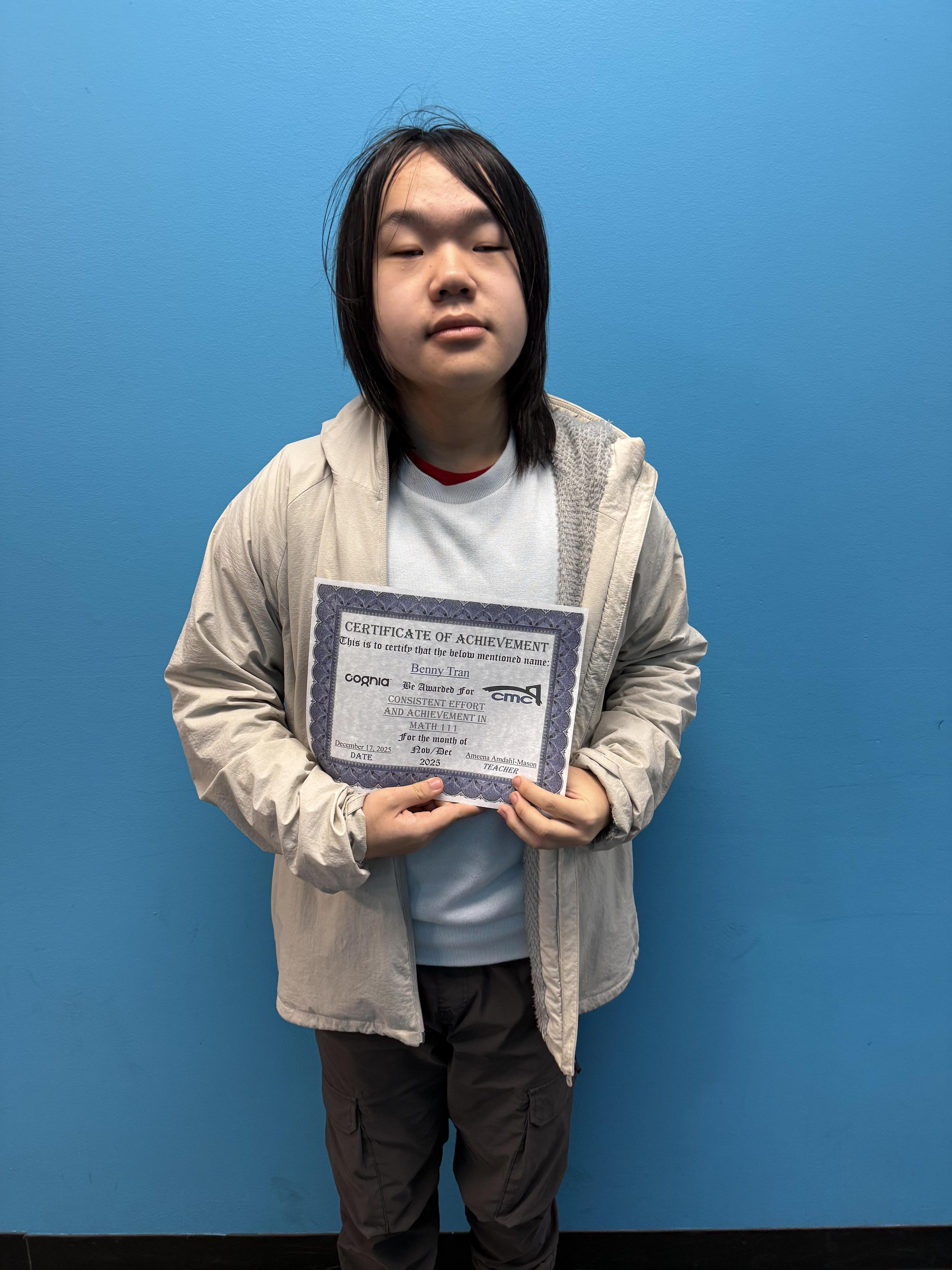 November/December 2025 – Student of the Month – Clackamas Middle College