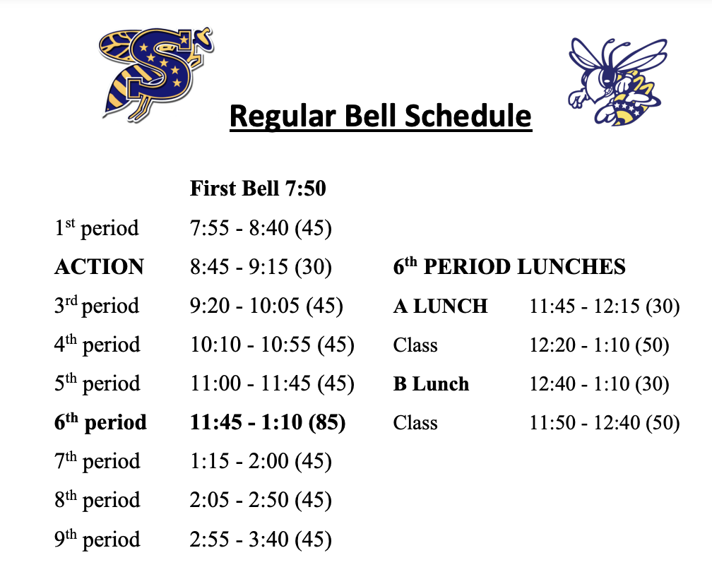 2022 Regular Bell Schedule – Bell Schedules – Stephenville High School