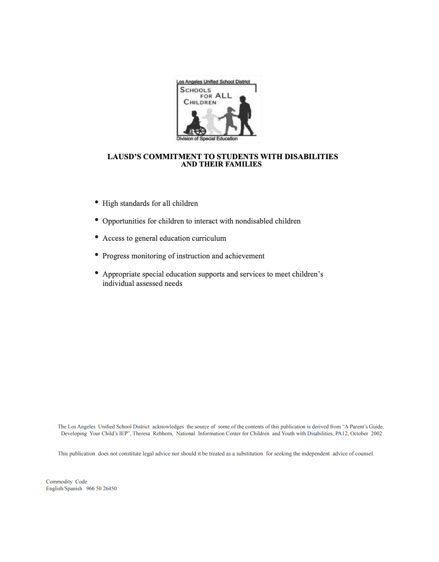 Special Education Brochure: IEP and You - Resources for Families ...