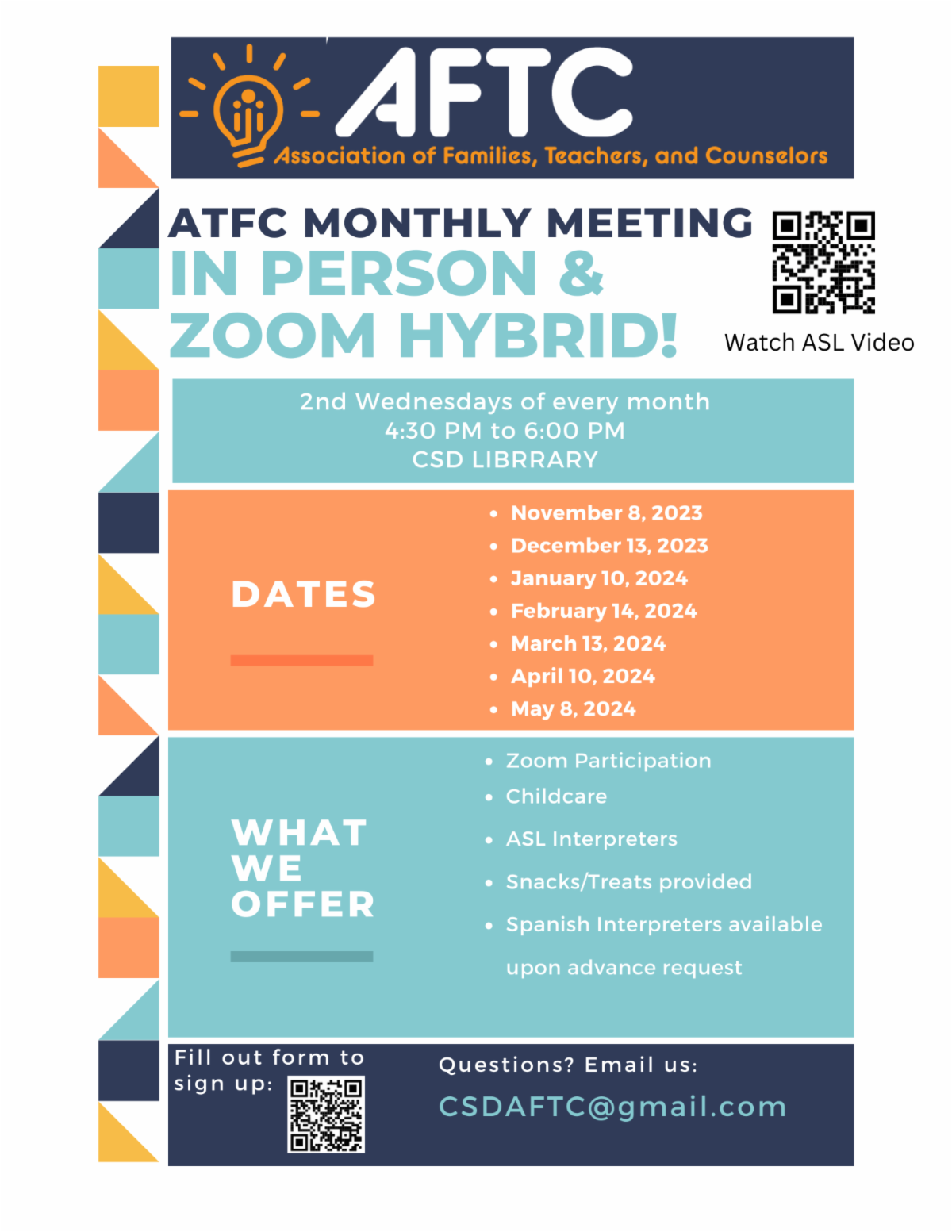 Meeting Schedule - AFTC - California School for the Deaf