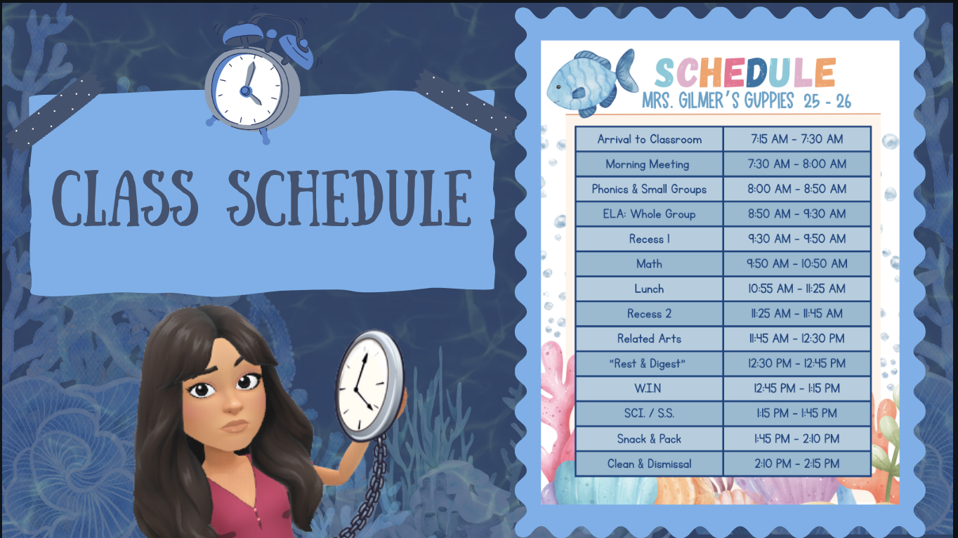 Class Schedule/Related Arts Schedule – Mrs. Rachel Gilmer – Christiana ...