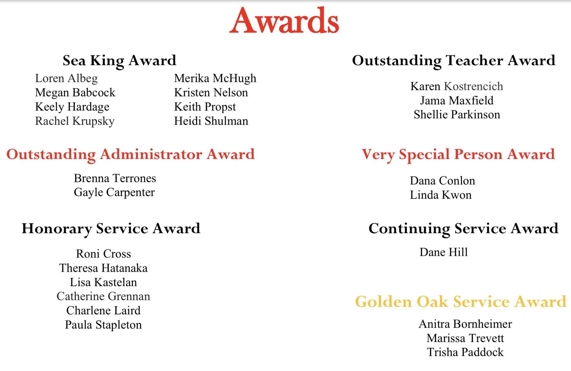 Honorary Service Award Program - PTSA - Palos Verdes High School