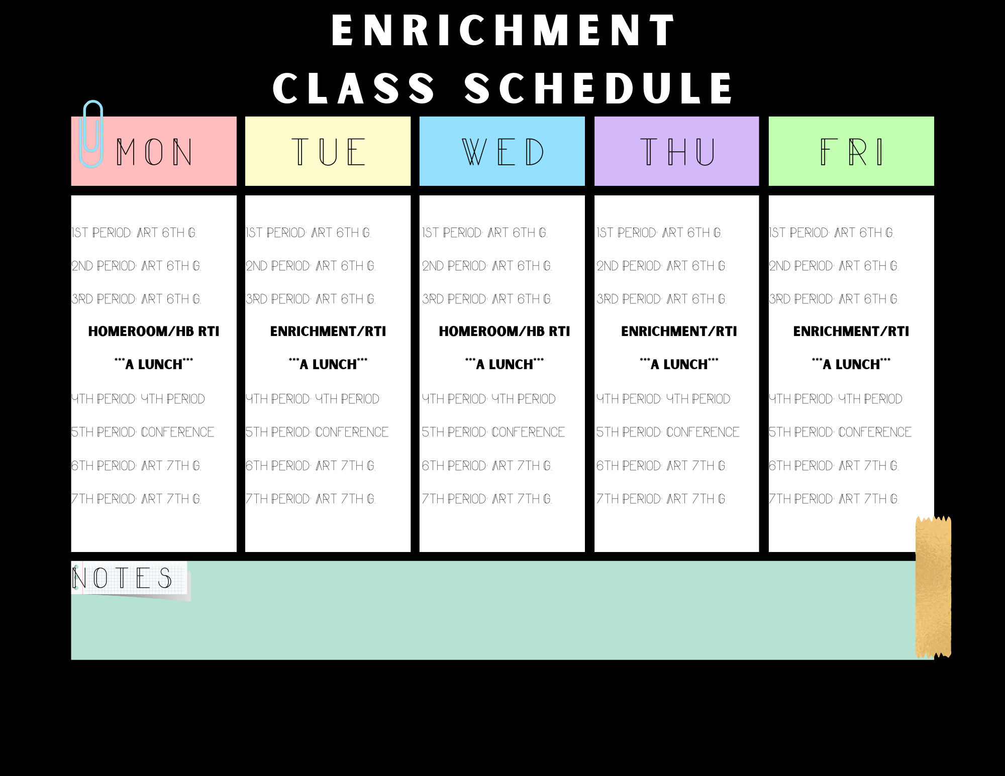 Class Schedule – BriAnna Cruz – Terra Vista Middle School