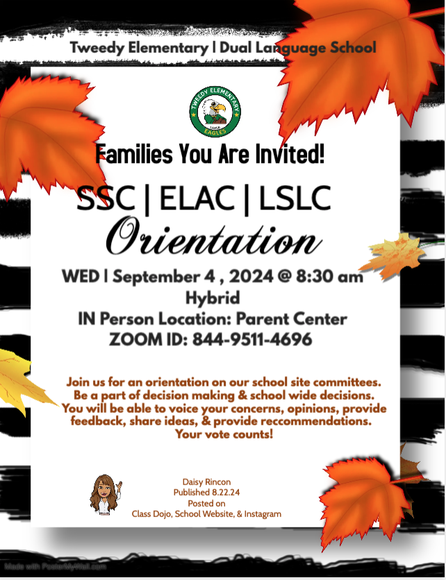 ELAC/SSC – Parents – Tweedy Elementary