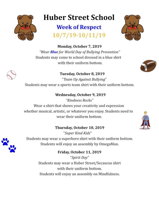 Week of Respect Starts October 7th,2019 | Huber Street Elementary School