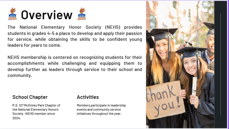 National Elementary Honor Society – Students – PS 127 - The McKinley ...