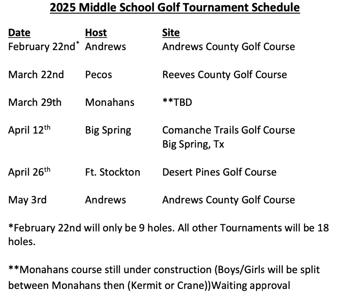 Golf – Athletics – Andrews Middle School