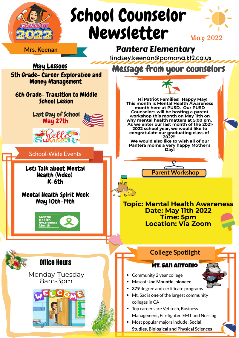 Newsletter – School Counselors – Pantera Elementary School
