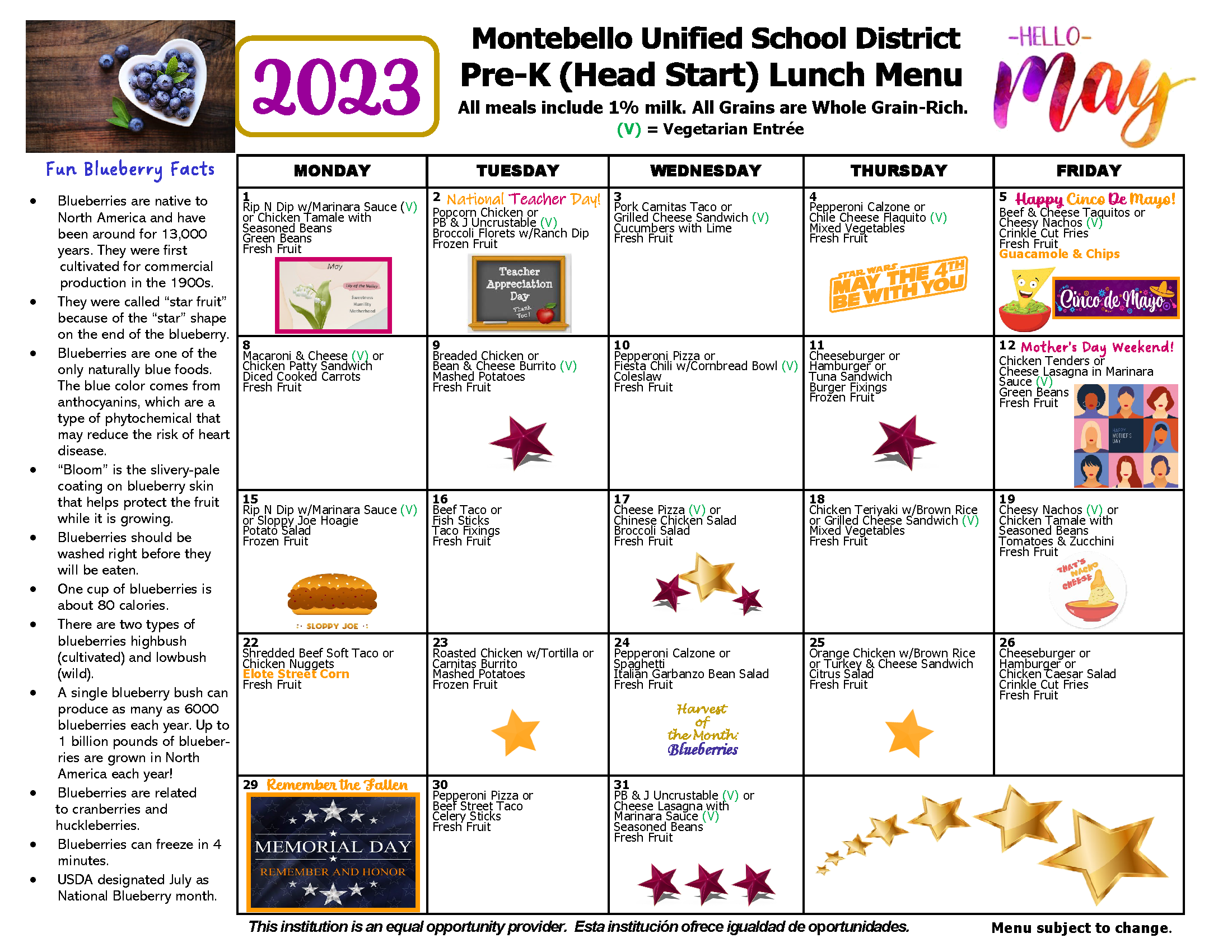 Menus – Nutrition Services – Montebello Unified School District