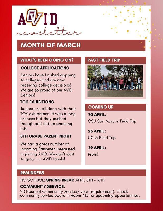 Newsletters – AVID – Ocean View High School