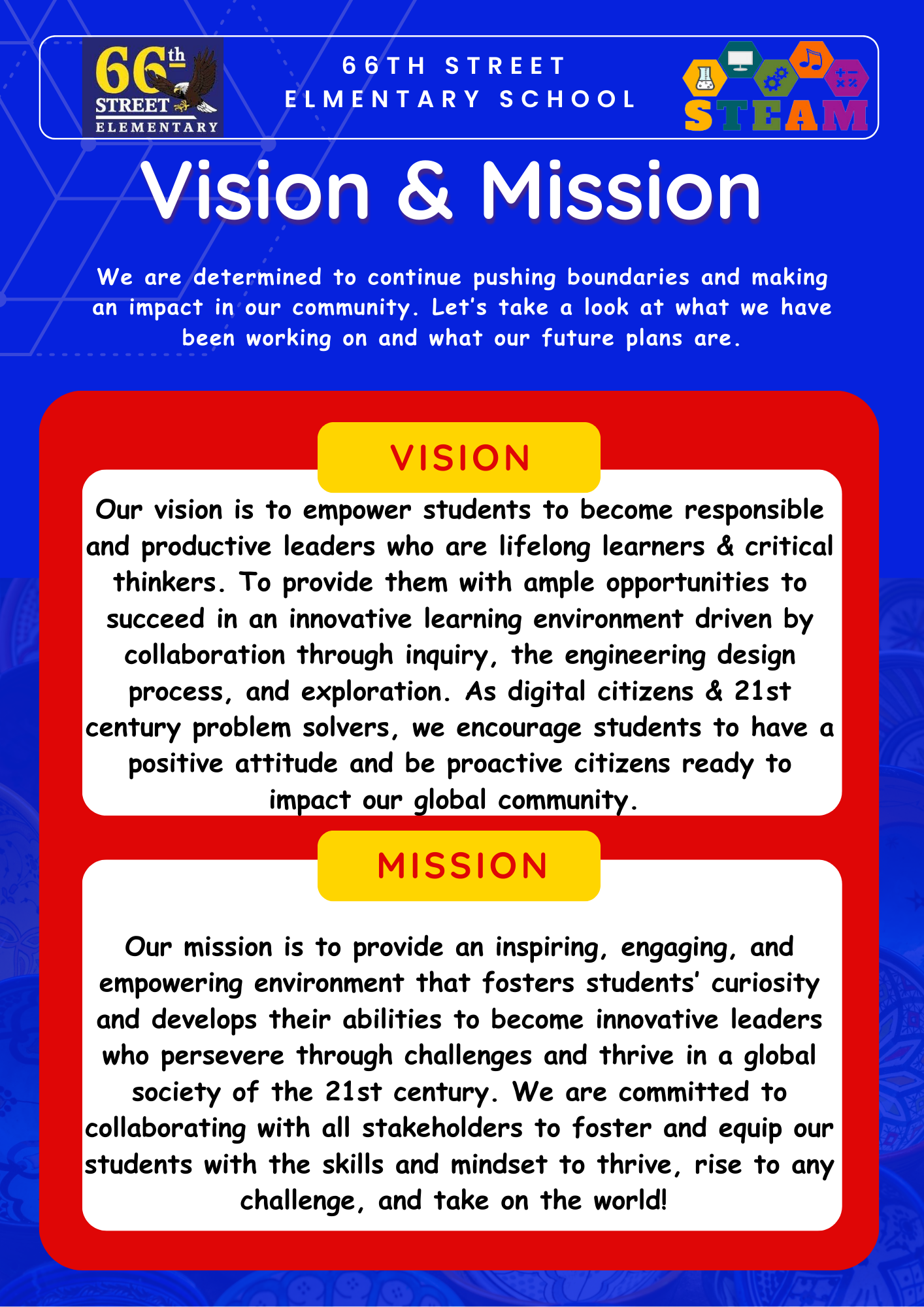 Mission / Vision / Goals – About Our School – 66th Street Elementary
