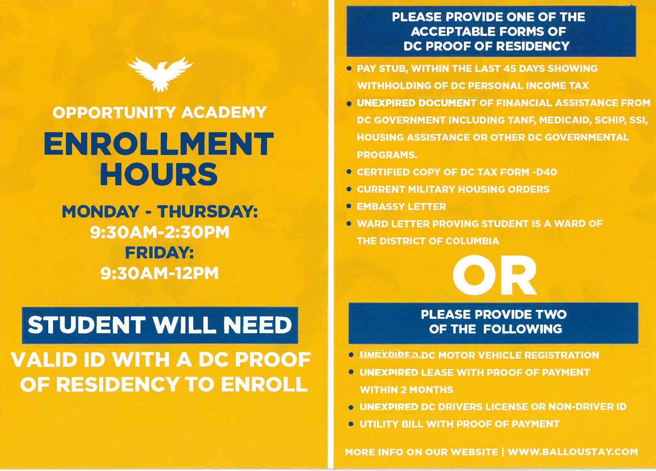 Enrollment – Quicklinks – Ballou STAY Opportunity Academy