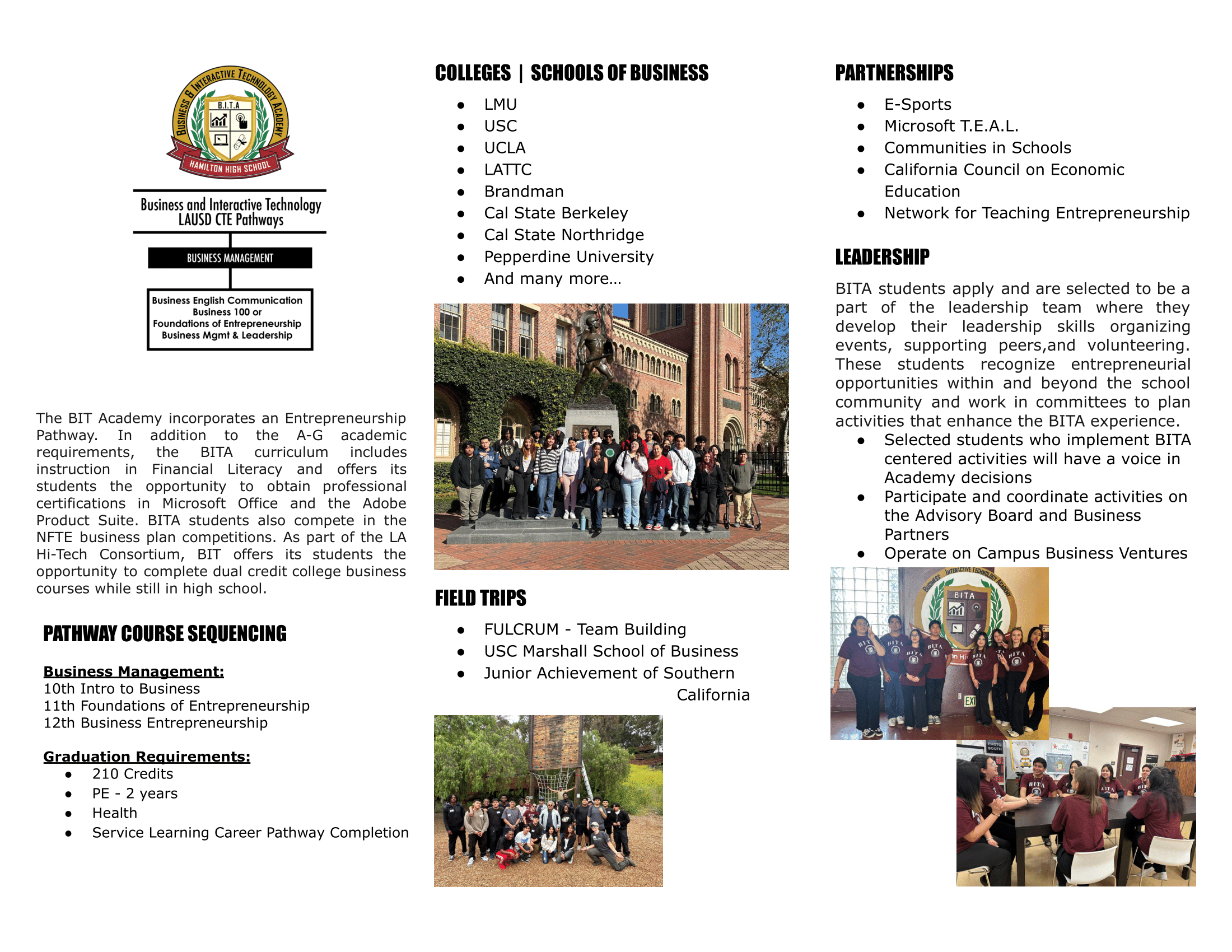BITA Brochure – SLC's & Magnets – Alexander Hamilton Senior High School
