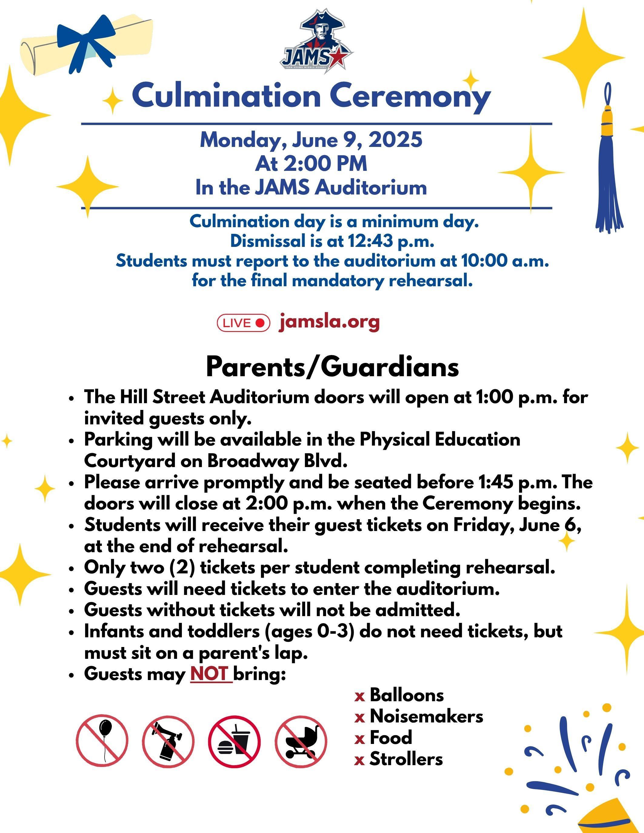 Procedimientos para los visitantes de la ceremonia de culminación 2025 ...