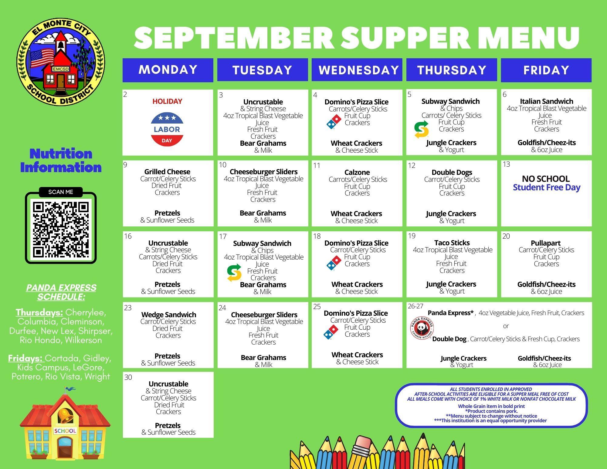 Menus & Meal Programs – Nutrition Services – El Monte City School District