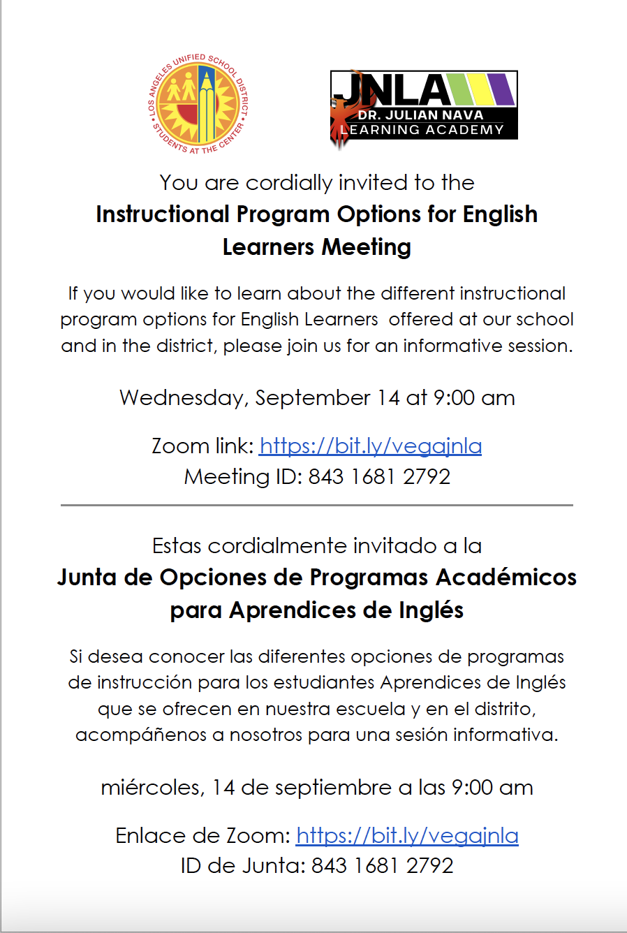 English Learner Advisory Council – Families – Dr. Julian Nava Learning ...