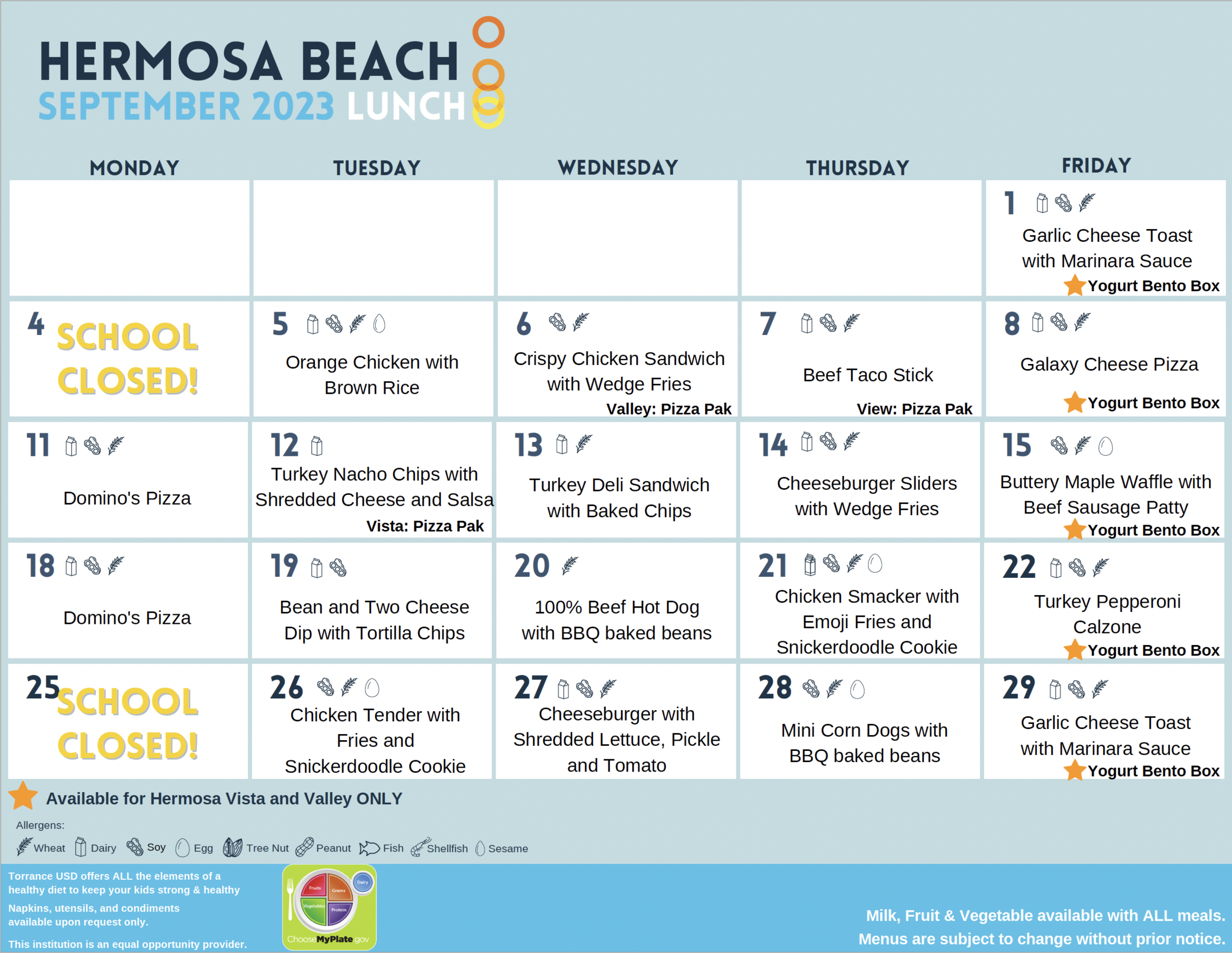 Menus – Food Services – Hermosa Beach City School District