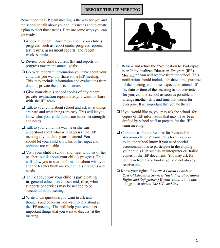 Special Education Brochure: IEP and You - Resources for Families ...