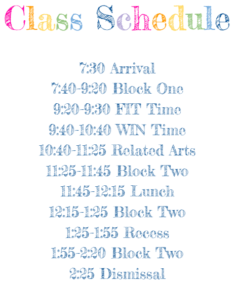 Daily Schedule and Related Arts Schedule – Brittany Clinton ...