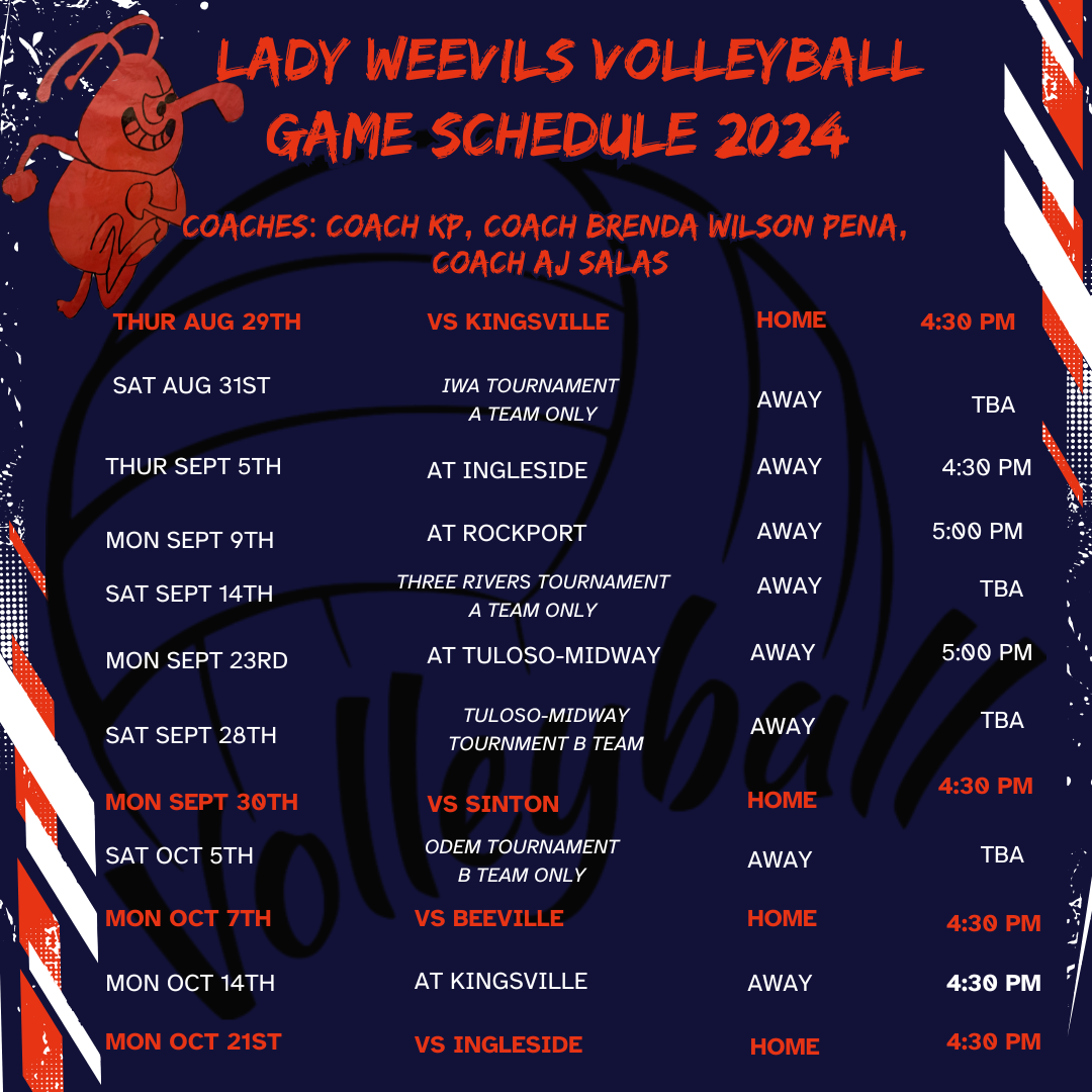 Fall 2024 Schedules – Athletics – Robstown Independent School District