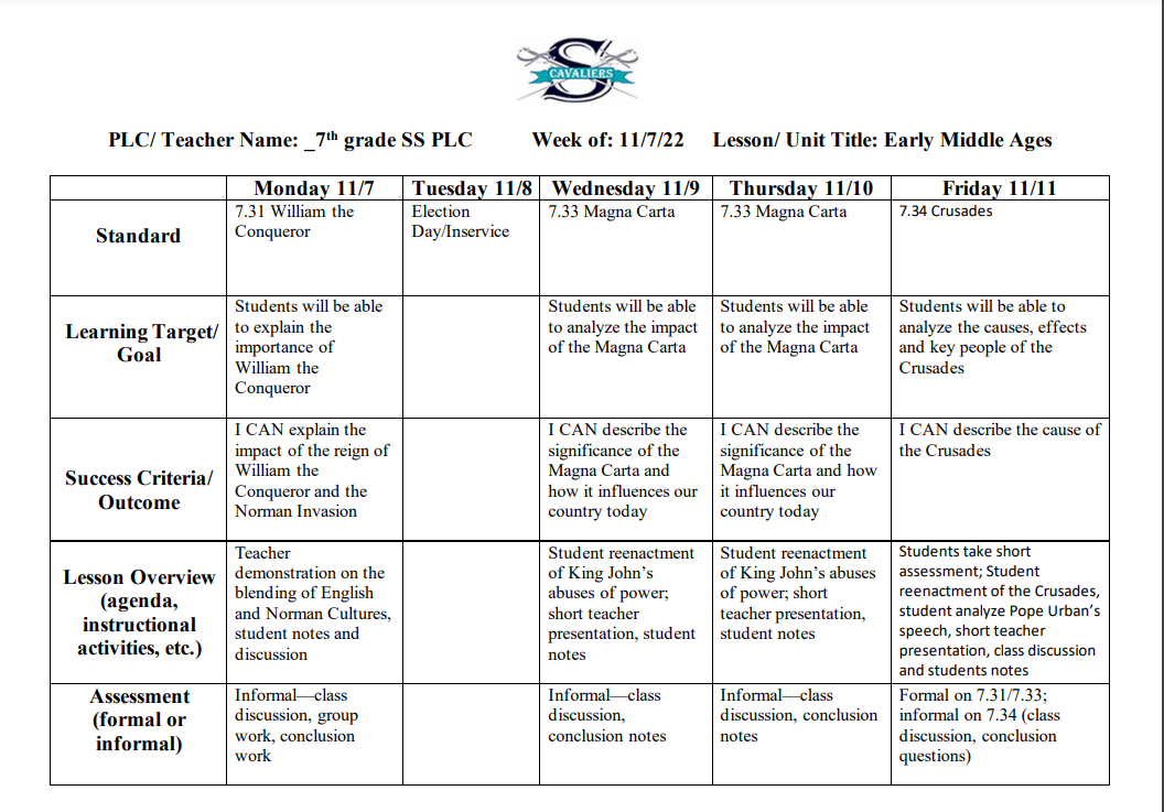 World History – Teressa Parker – Siegel Middle School