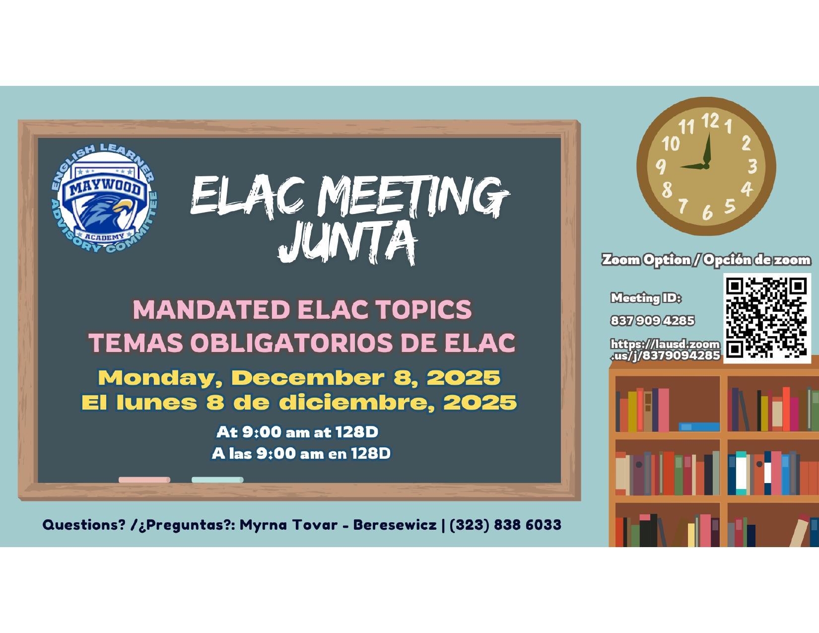 ELAC Meeting 12/8/25 – News – Maywood Academy High School