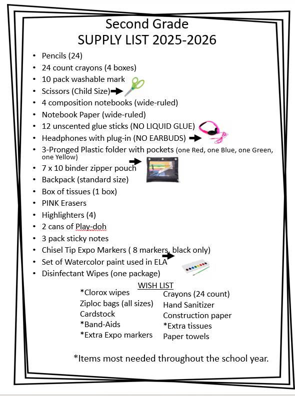 Class Supply List – Carli Howard – Smyrna Elementary School