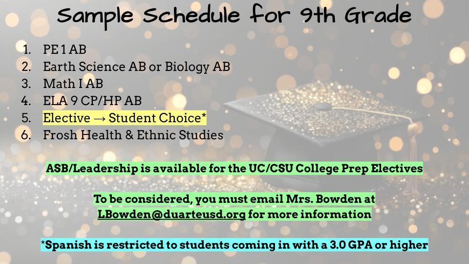 9th Grade Meeting Presentation – Grade Level Meetings – Duarte High School