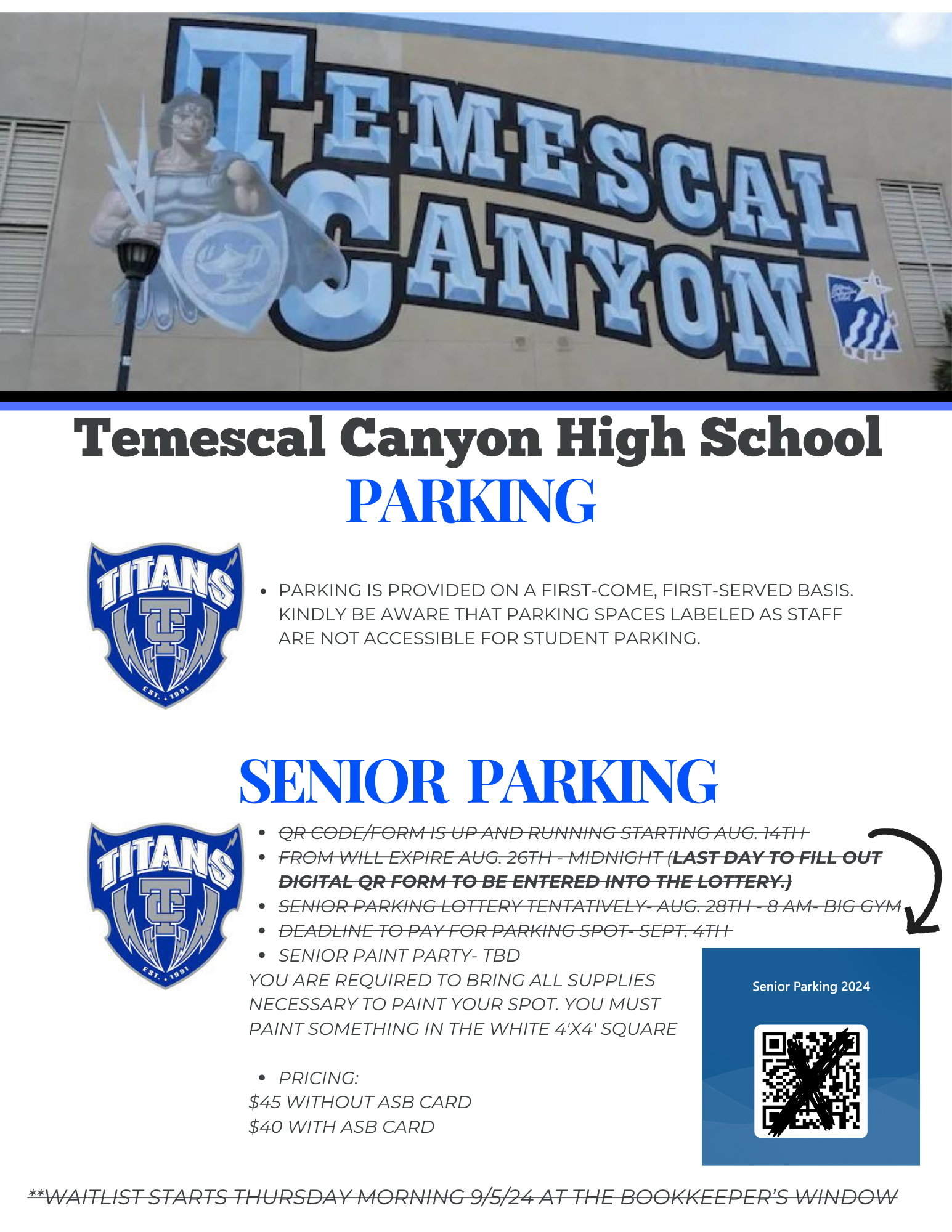 Parking – Bookkeeper – Temescal Canyon High School