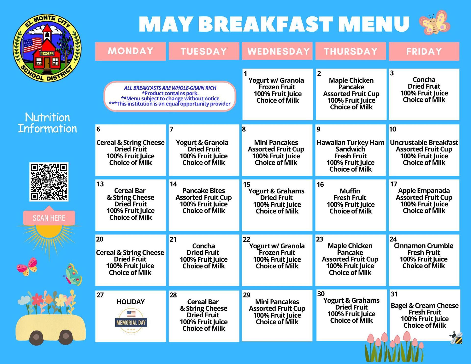 Menus & Meal Programs – Nutrition Services – El Monte City School District