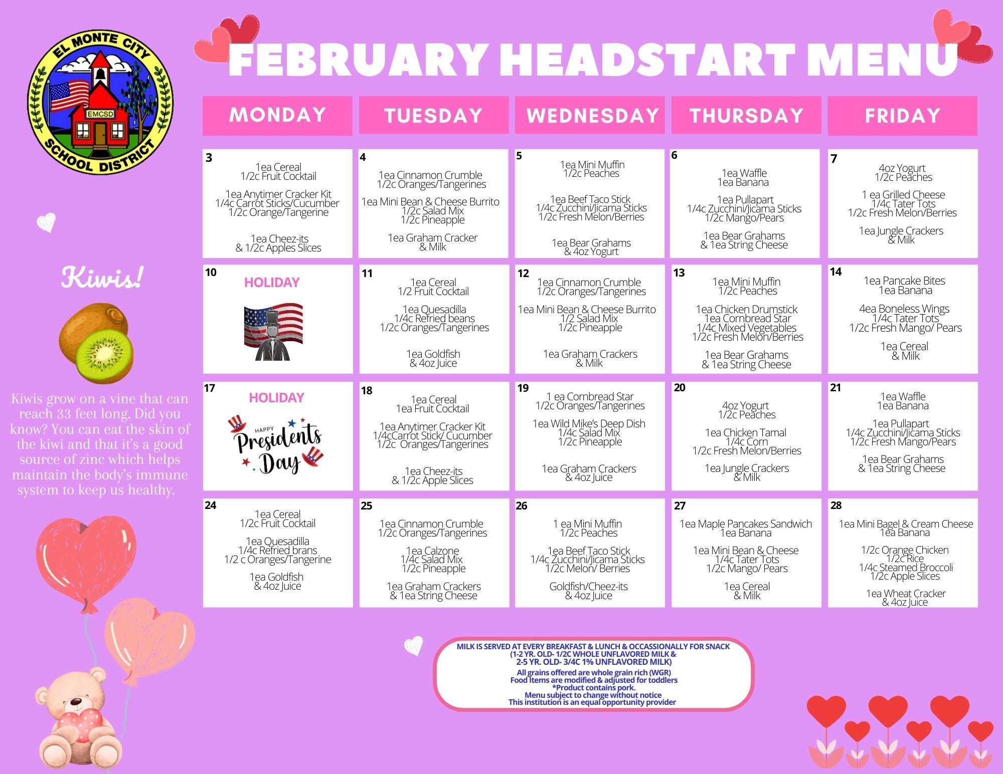 Menus & Meal Programs – Nutrition Services – El Monte City School District