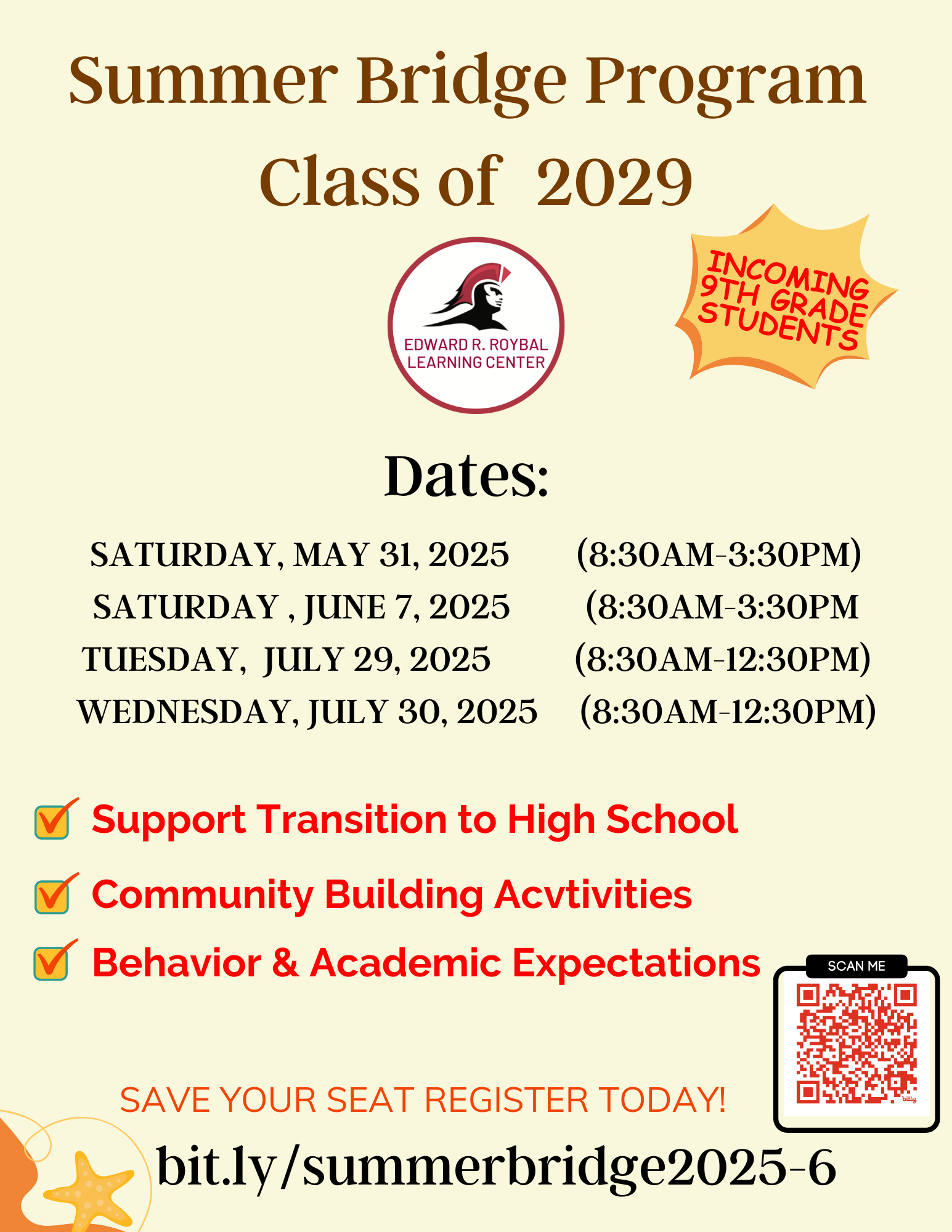 Summer Bridge for Incoming 9th Graders | Edward R Roybal Learning Center