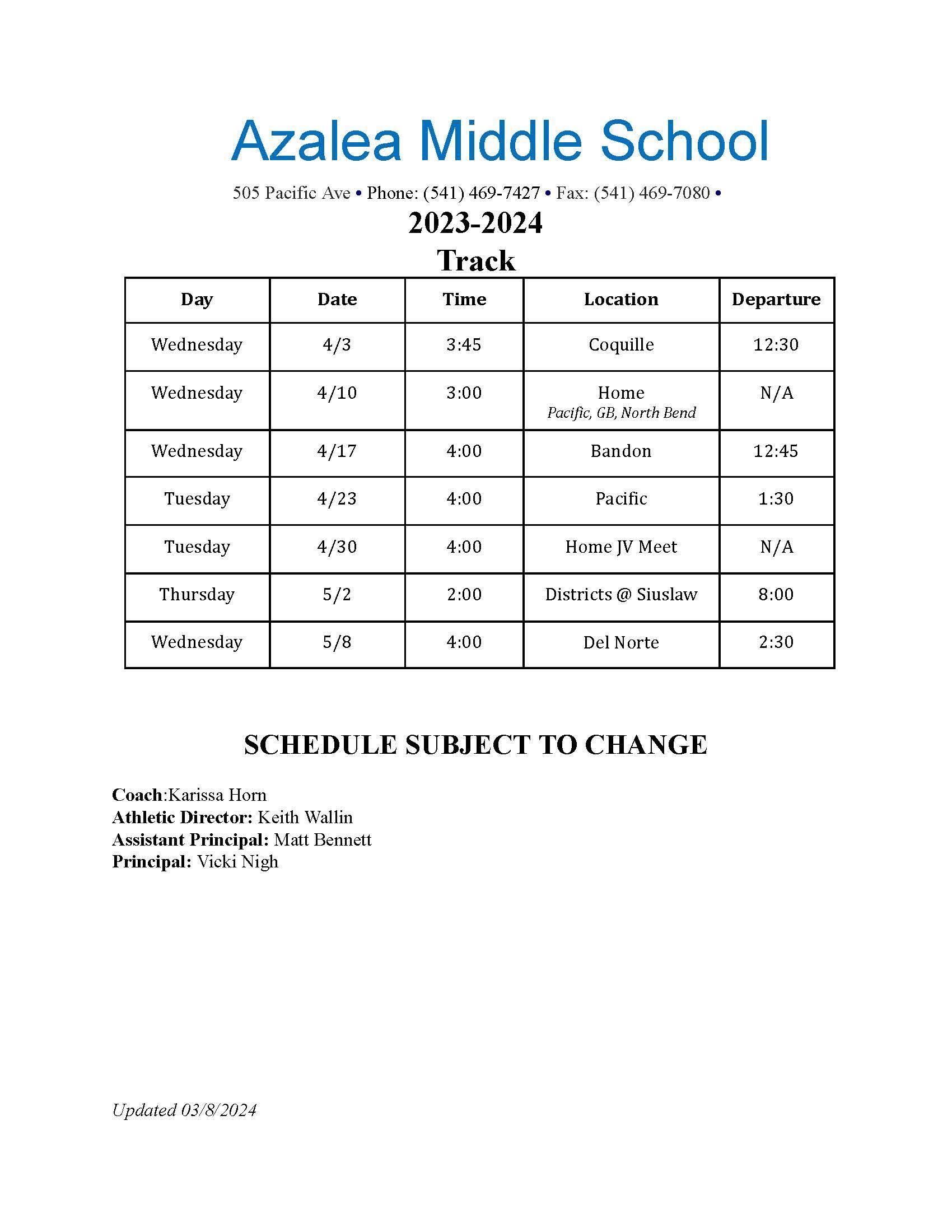 Athletics - Athletics & Activities - Azalea Middle School