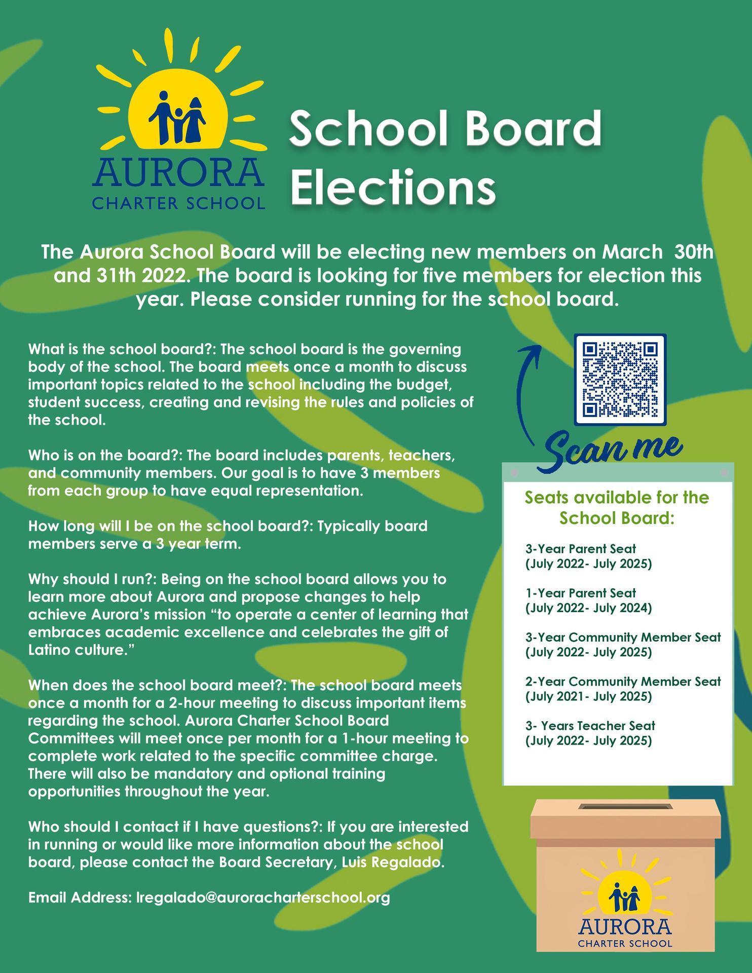School Board Elections – School Board – Aurora Charter School