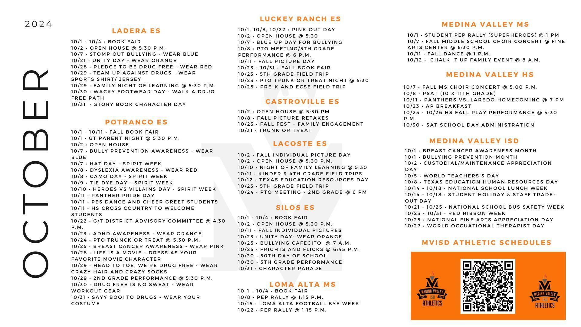 Celebrations Calendar – Our District – Medina Valley Independent School ...