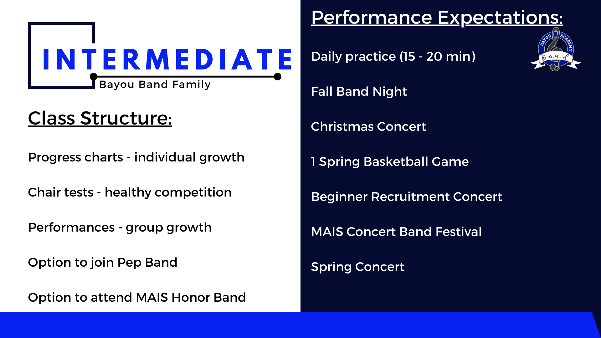 Intermediate Band – Band – Bayou Academy