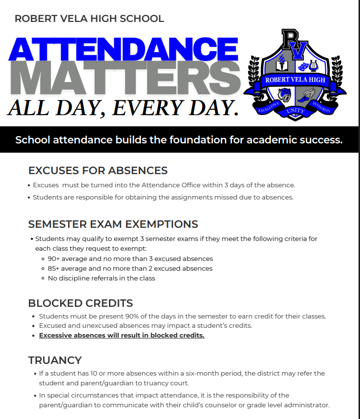 Attendance – Attendance – Robert Vela High School