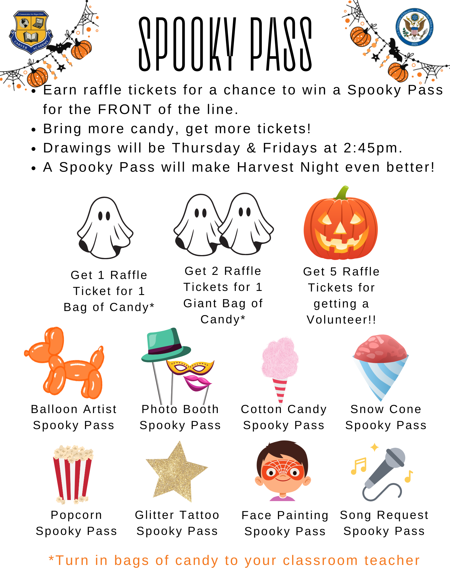 Spooky Passes!! – School Events – Carver Academy