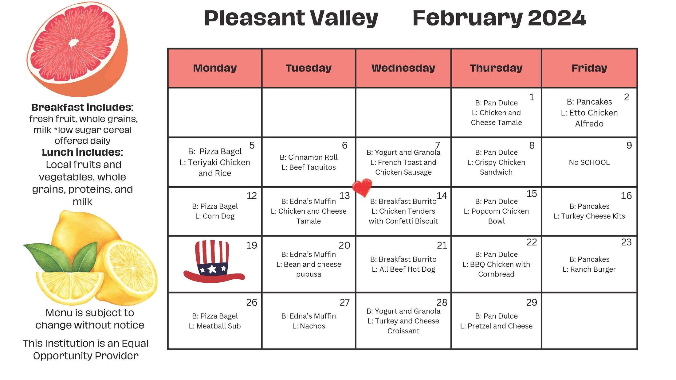 School Menu – Home Page Links – Pleasant Valley Joint Union Elementary