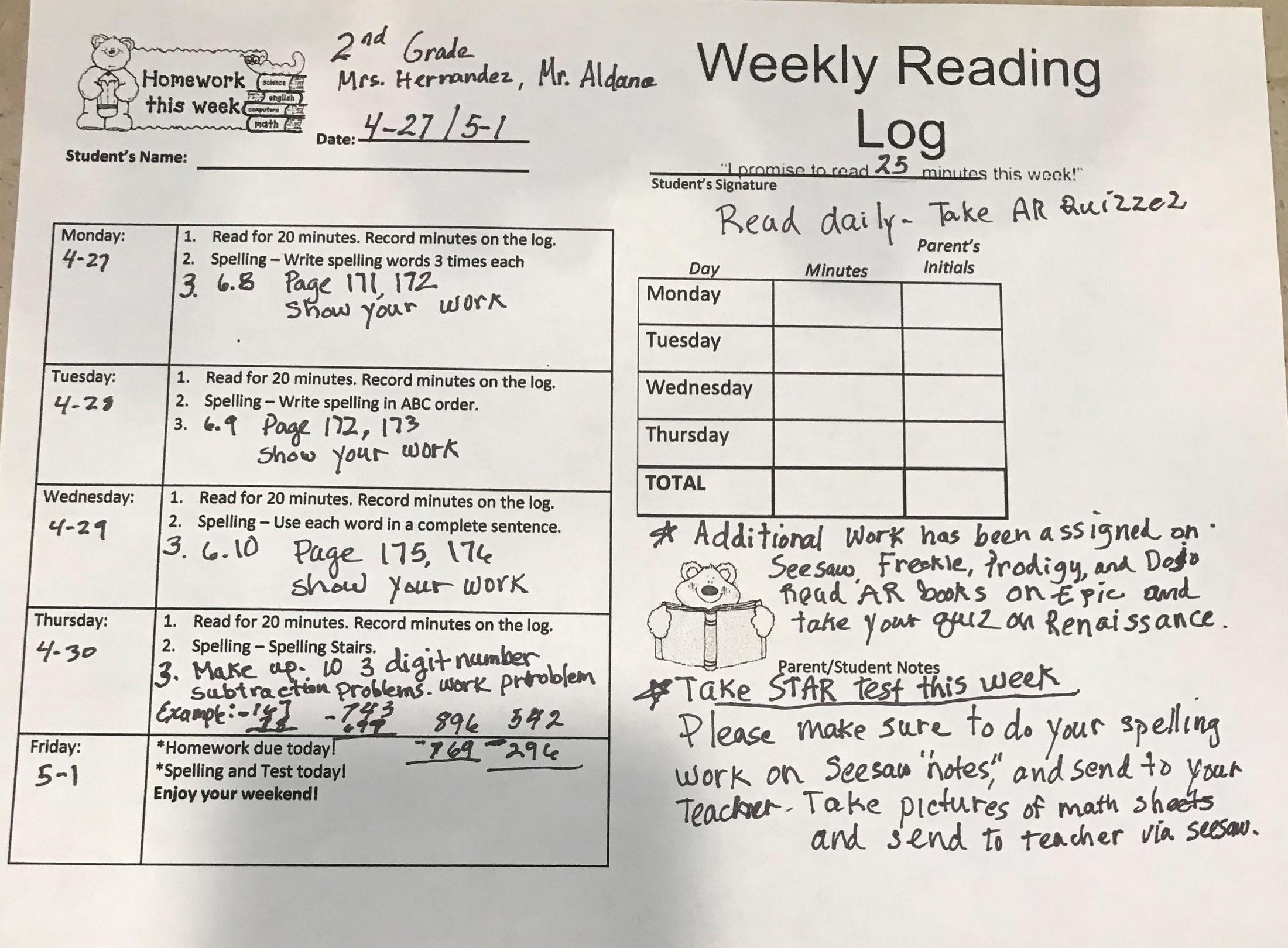 Ms. Hernandez's Second Grade Distance Learning Week 6 4/27 - 5/1 – 2nd ...