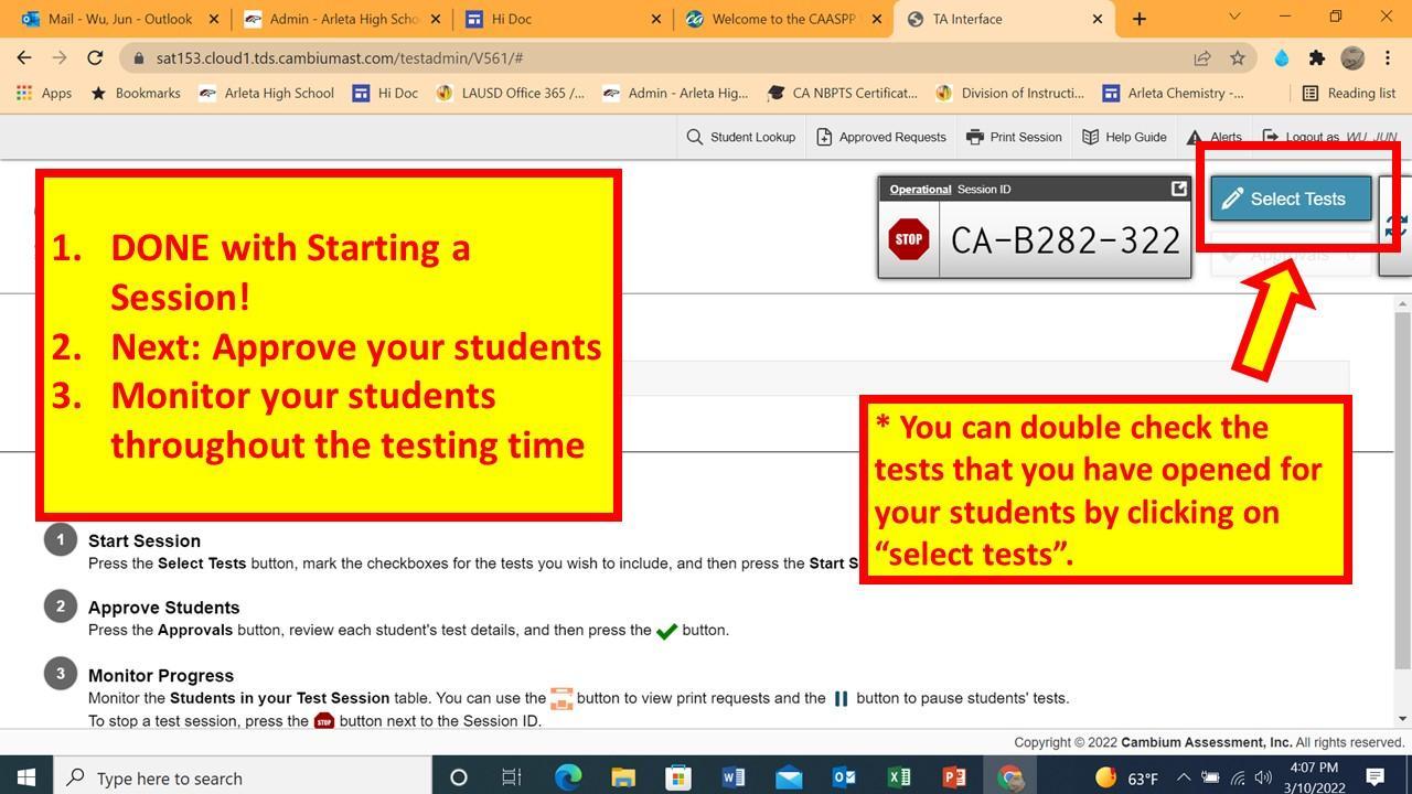 CAASPP Summative: how to generate a TEST SESSION ID on testing days ...