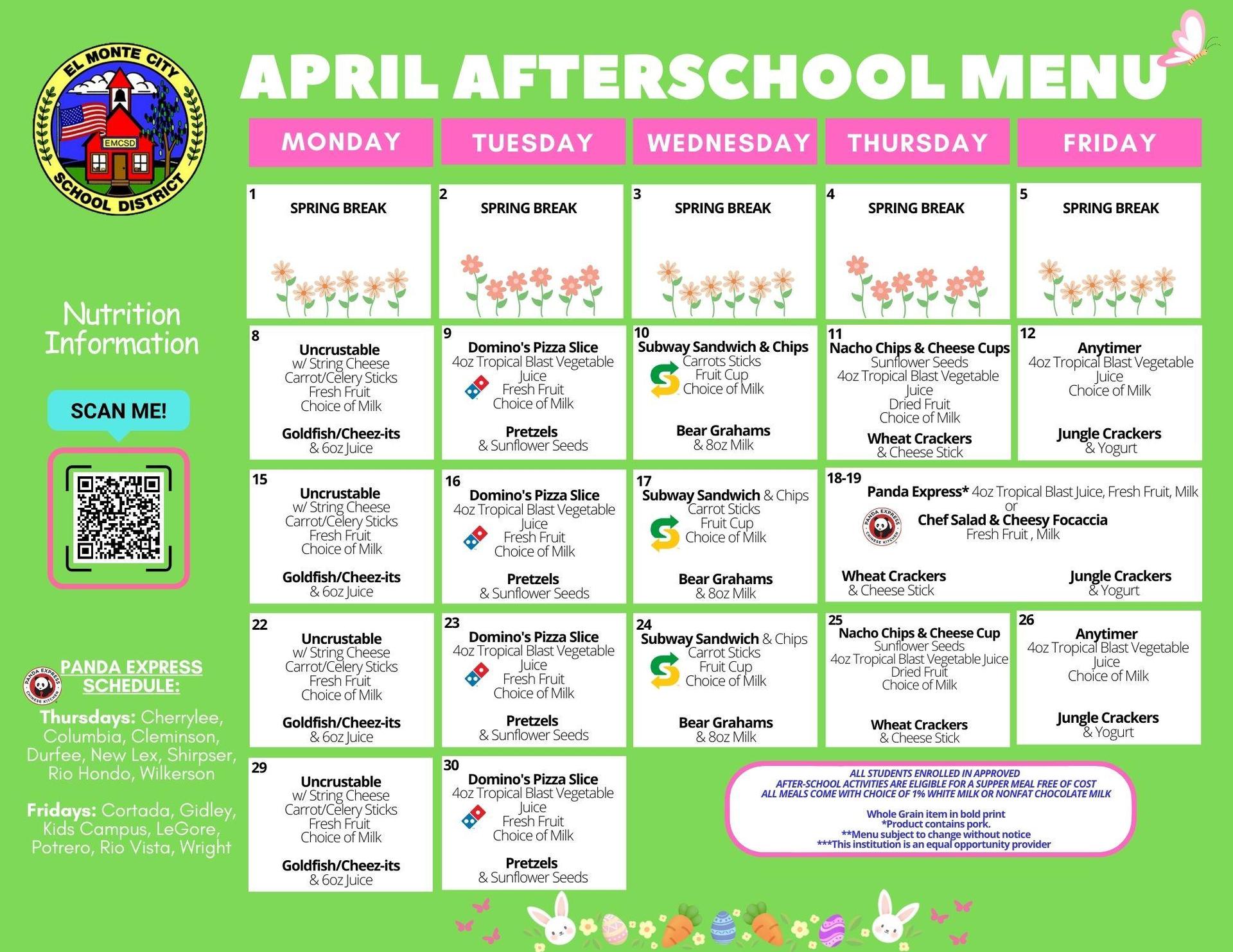 Menus & Meal Programs – Nutrition Services – El Monte City School District