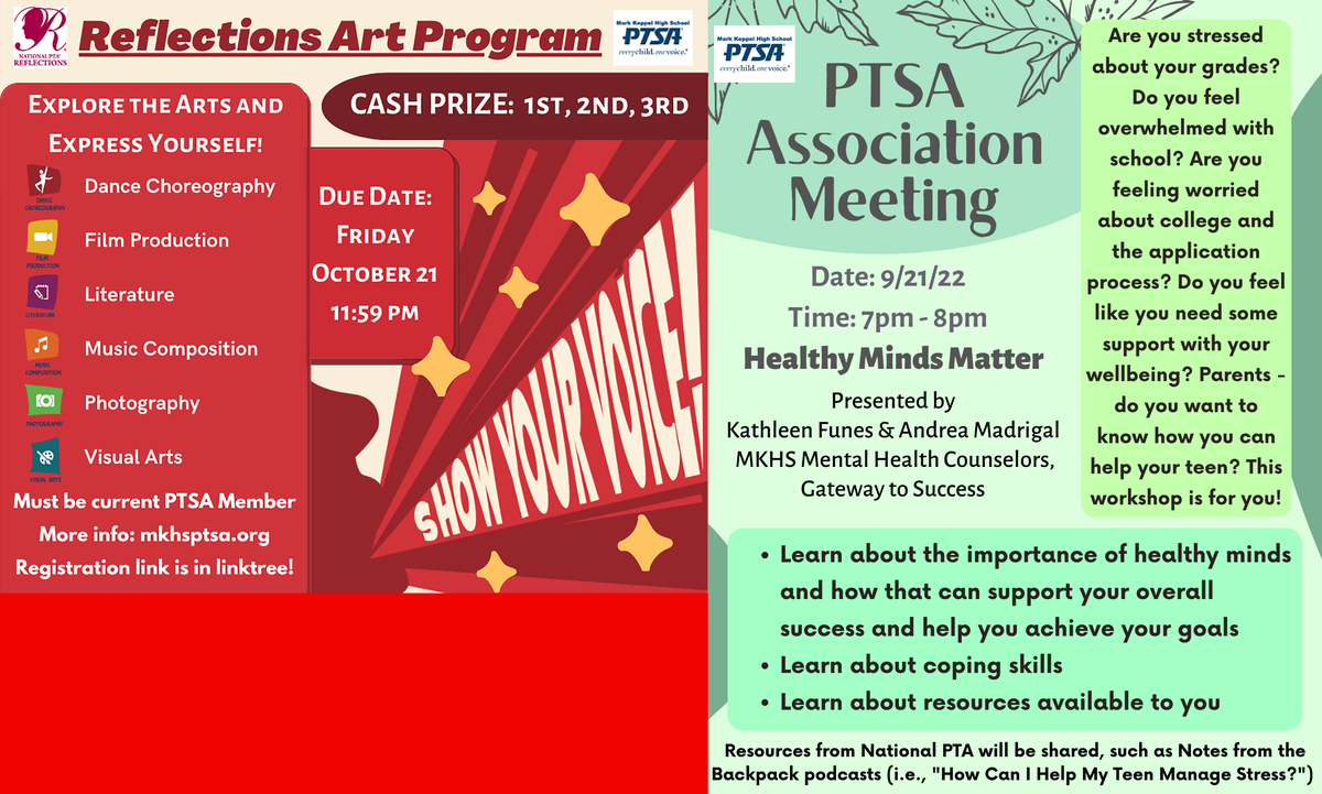 PTSA Association Meeting & Reflections Art Program | Mark Keppel High ...