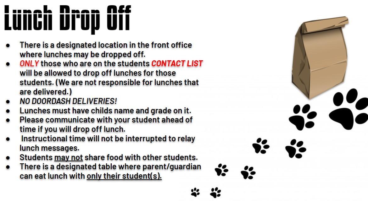 Lunch Drop Offs – Student Expectations – Bay City Junior High